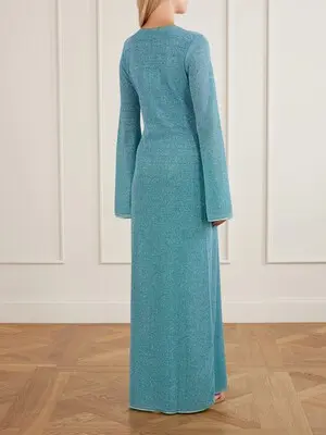 Oseree Lumière Metallic Stretch-knit Kaftan
