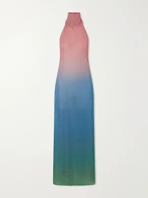 Oseree Lumière Candy Ombrè Metallic Stretch-knit Halterneck Maxi Dress - Multi