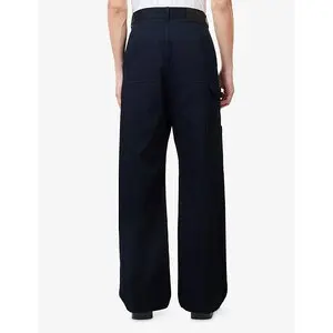 Loewe Anagram Embroidered Cotton Twill Trousers - Dark Navy
