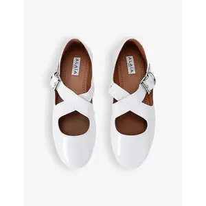 Alaïa Criss Cross Patent-leather Ballet Flats