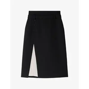 Sandro Mid-rise Split-hem Wool Midi Skirt