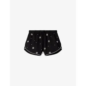 Sandro Elasticated-waist Beaded Woven Shorts