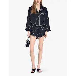 Sandro Elasticated-waist Beaded Woven Shorts