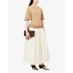 ABADIA Ruched Frill Stretch-woven T-shirt