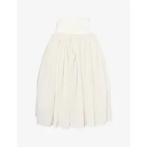 ABADIA Fitted-waist Waterfall Woven Maxi Skirt