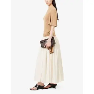 ABADIA Fitted-waist Waterfall Woven Maxi Skirt