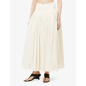 ABADIA Fitted-waist Waterfall Woven Maxi Skirt