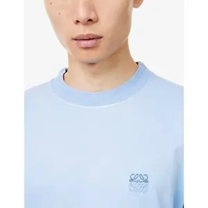 Loewe Anagram-embroidered Cotton T-shirt - Blue