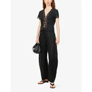 REFORMATION Brynn Lace-trim Linen Top