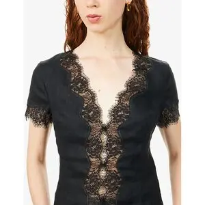 REFORMATION Brynn Lace-trim Linen Top