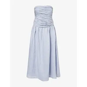 Dissh Aubriella Strapless Linen Midi Dress