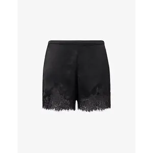 REFORMATION Fern Lace-trim Satin Shorts - Black