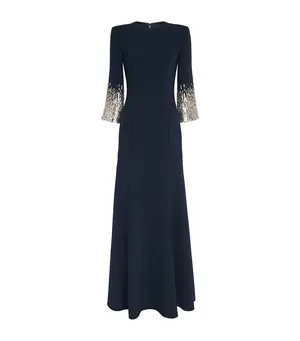 Jenny Packham Anita Embellished Cuff Maxi Dress - Black