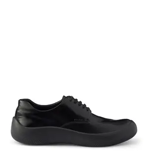Prada Leather Logo Derby Shoes