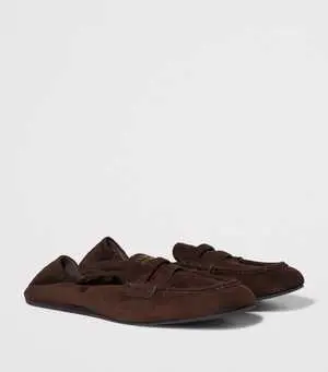 Miu Miu Suede Ruched Loafers