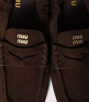 Miu Miu Suede Ruched Loafers