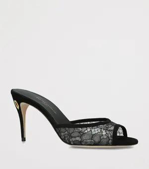Jennifer Chamandi Lace Guido Mules 85 - Black