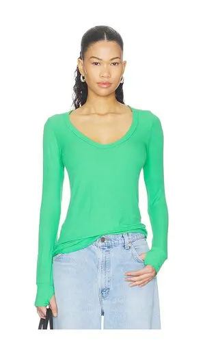 Michael Lauren Otis Long Sleeve Fitted V-neck In . Also - Green