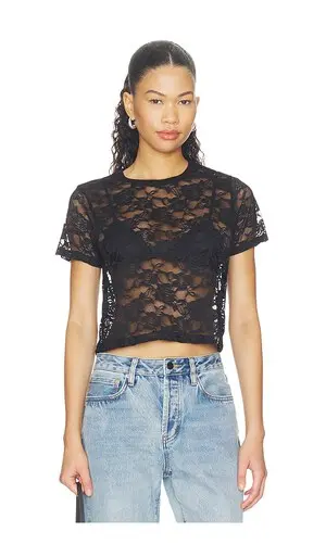 Michael Lauren Tyrique Shortsleeve Crop Baby Tee In . Also - Black