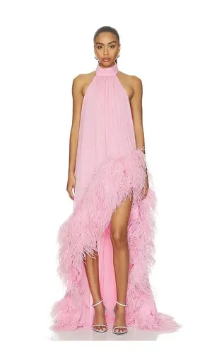 BRONX BANCO Madeline Halterneck Gown In . Also - Pink