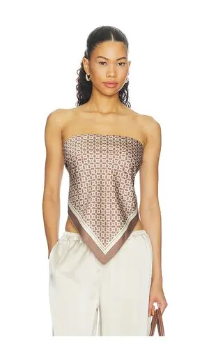 SEROYA Hark Satin Top In . Also - Brown