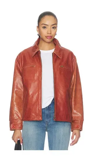 FOUND Marlboro Sun Faded Leather Racer Jacket In . Also - Red