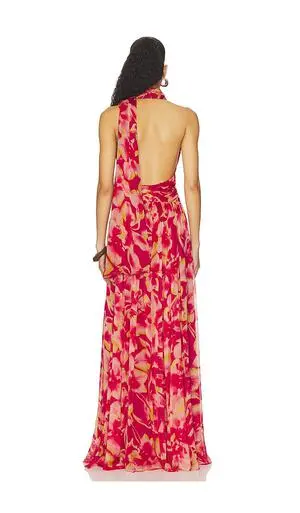 Rococo Sand Ruched Sash Maxi Dress In . Also