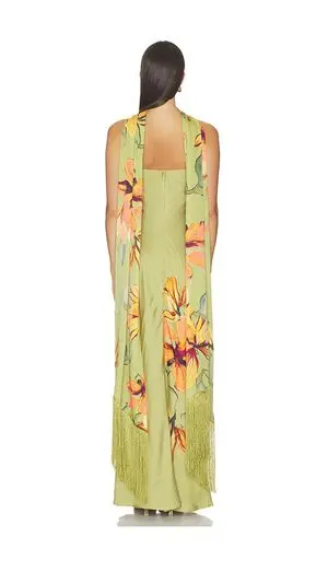 Rococo Sand Strapless Maxi Dress With Fringe Sash In . Also