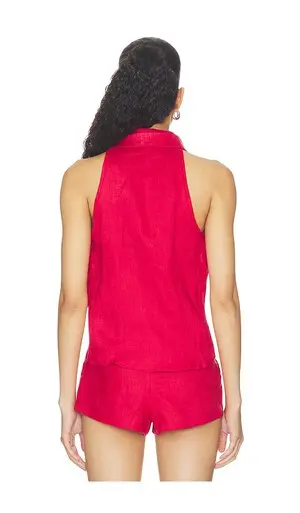 AEXAE Linen Sweetheart Top In . Also - Red