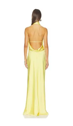 Simkhai Reannon Satin Draped Gown - Yellow