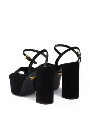 Prada Suede Platform Sandals - Black