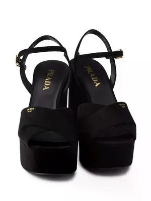 Prada Suede Platform Sandals - Black