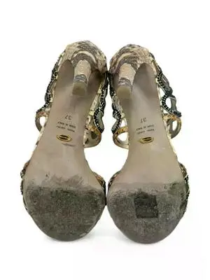 SERGIO ROSSI Embellished Snakeskin Sandals
