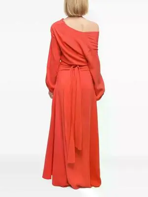 SUPER BLOND Belted Wrap Maxi Party Dress - Red
