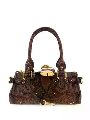 Chloé Small Paddington Snakeskin-effect Tote Bag - Brown