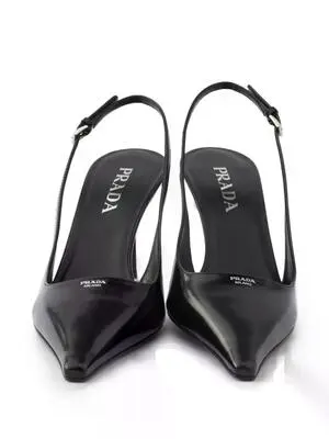 Prada Brushed Leather Slingback Pumps - Black