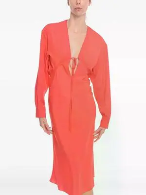 SUPER BLOND Cut-out Long-sleeve Midi Dress - Red