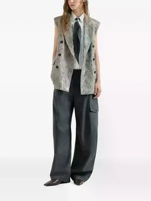 Brunello Cucinelli Virgin Wool Twill Cargo Barrel Trousers With Monili