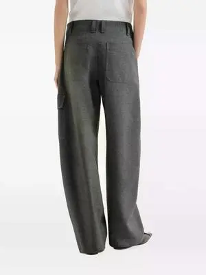 Brunello Cucinelli Virgin Wool Twill Cargo Barrel Trousers With Monili