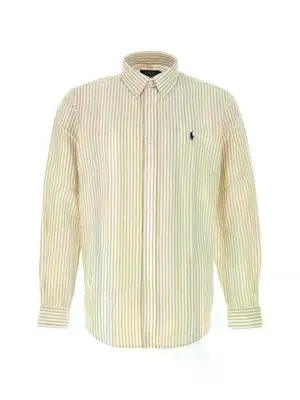 Polo Ralph Lauren Embroidered-logo Vertical-stripe Cotton Shirt - Neutrals