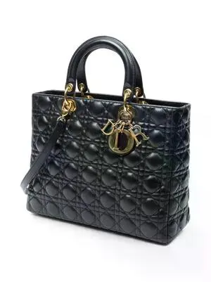 Dior Large Lady Cannage Tote Bag - Black
