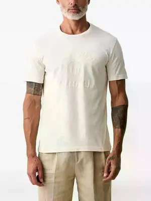 Gant Logo-print Slub-texture T-shirt - Neutrals