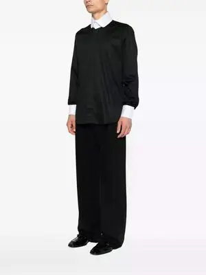 Karl Lagerfeld Contrast-collar Concealed-fastening Shirt - Black