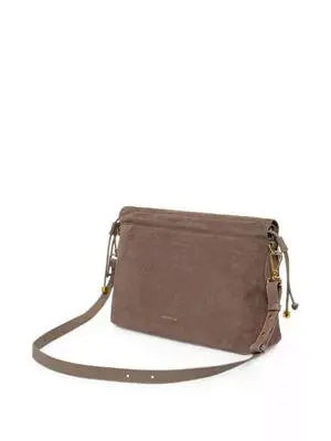 COCCINELLE Small Lidia Logo-embossed Suede Shoulder Bag - Brown