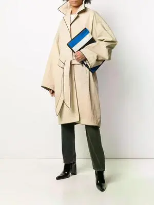 Balenciaga Contrast Trim Trench Coat - Neutrals