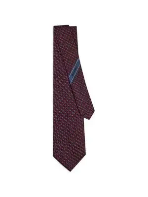FERRAGAMO Gancini Silk Jacquard Tie - Blue