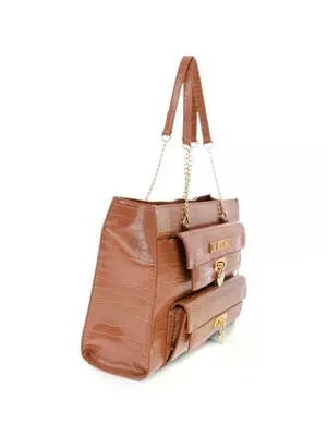 Moschino Crocodile-effect Love Tote Bag