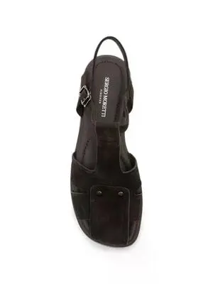 SERGIO MORETTI FIRENZE Suede Buckled Sandals - Brown