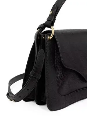 COCCINELLE C-me Logo-plaque Pebbled-leather Shoulder Bag - Black