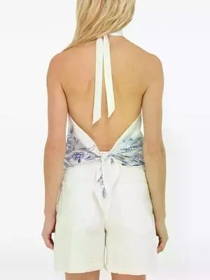 FERRAGAMO Printed Silk Foulard Top - Neutrals